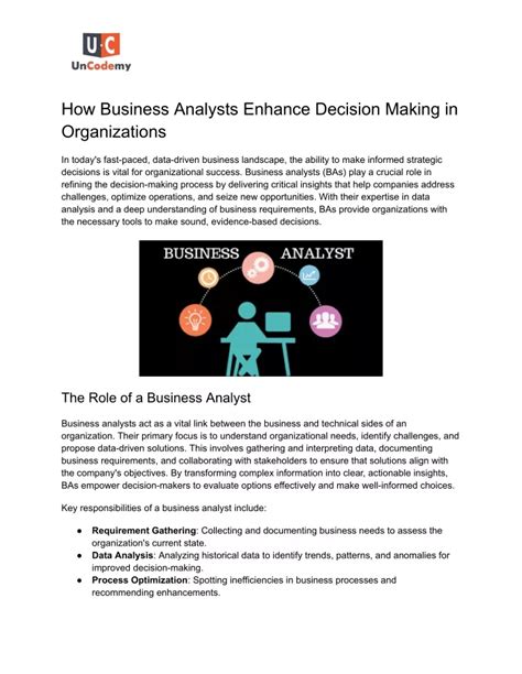 Ppt How Business Analysts Enhance Decision Making In Organizations
