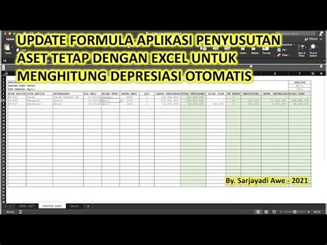 UPDATE FORMULA APLIKASI PENYUSUTAN ASET TETAP DENGAN EXCEL UNTUK