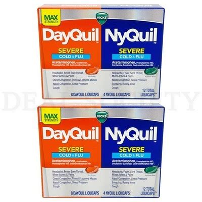 Vicks Dayquil And Nyquil Max Strength Severe Combo 12 Count Each Lot Of 2 Ebay