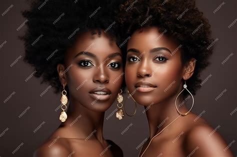Pintura Digital Duas Mulheres De Pele Negra Felizes E Bonitas
