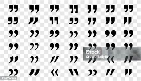 흰색 배경에 격리된 따옴표 아이콘 집합입니다 인용 부호 블랙 따옴표 아이콘 컬렉션입니다 벡터 따옴표 기호입니다 인용 인용 부호에 대한 스톡 벡터 아트 및 기타 이미지