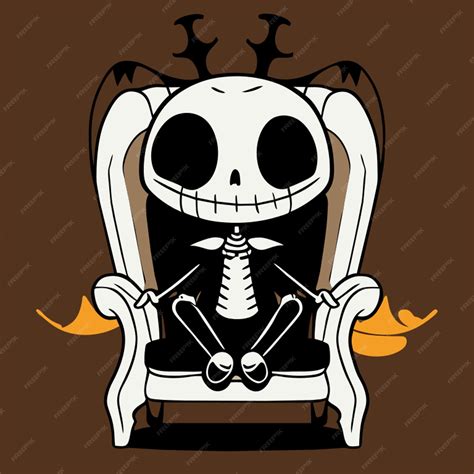 A Cute Skeleton Sitting On A Chair Vector Illustration Cartoon