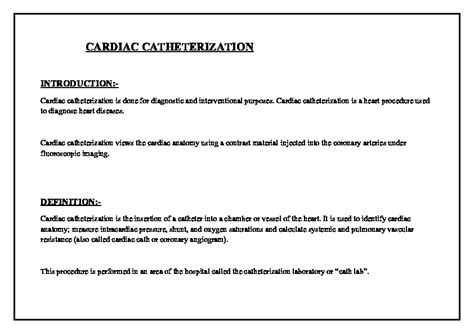 Cardiac Catheterization Procedure Pdfcoffeecom