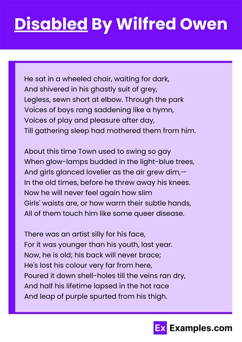 Disabled Poem By Wilfred Owen To Download