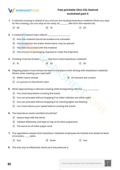 Free Printable Ohio Cdl Hazmat Worksheet Part 9 Worksheet Zone