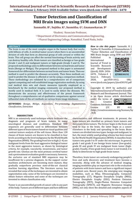 tumor detection and classification of mri brain images using svm and