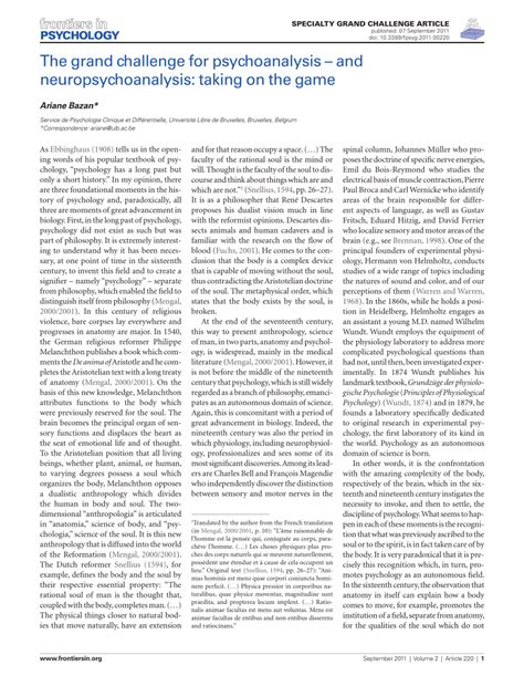 Pdf The Grand Challenge For Psychoanalysis And Neuropsychoanalysis