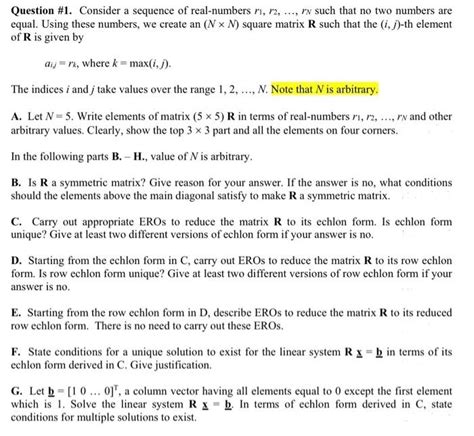 Solved Question 1 Consider A Sequence Of Real Numbers