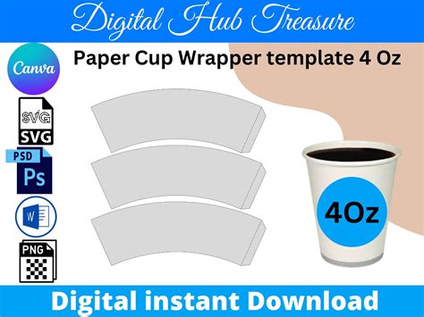 4oz Blank Paper Cup Wrapper Template Styrofoam Coffee Cup Template