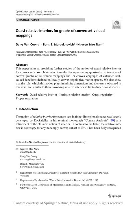 Quasi Relative Interiors For Graphs Of Convex Set Valued Mappings Request Pdf