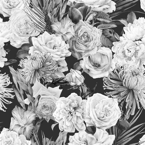 Black Floral Pattern Wallpaper