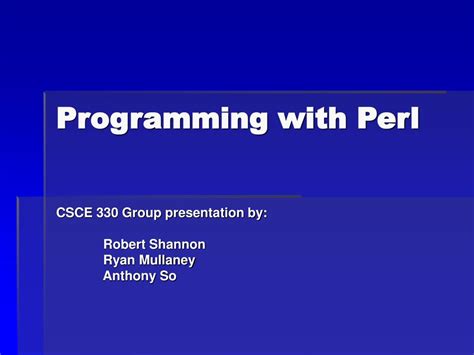 Ppt Programming With Perl Powerpoint Presentation Free Download Id5867670