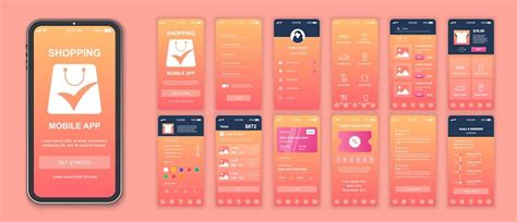 Premium Vector Shopping Mobile App Interface Screens Template Set
