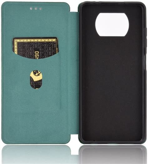 Xiaomi Poco X X Pro Hoesje Carbon Fiber Book Case Groen GSMpunt Nl