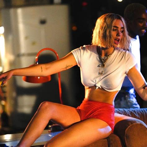 Dua Lipa Tits Braless White T Shirt 4