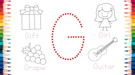 알파벳 Ghi 점선 따라 쓰고 그림 그리고 색칠하면서 영어 단어를 배우기 Learn Alphabet Ghi Words With Drawing And