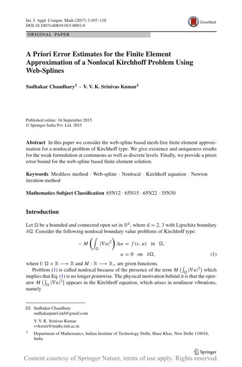 a priori error estimates for the finite element approximation of a