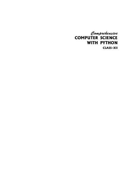 Download Comprehensive Computer Science With Python For Class Xii By