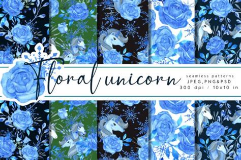 Floral Unicorn Seamless Patterns Graphic By Yelloo Fish · Creative Fabrica