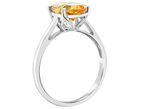 10x8mm Oval Citrine Rhodium Over Sterling Silver Ring 15nhxc Jtv