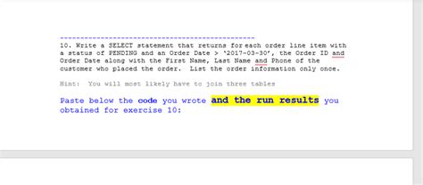 6 Write A SELECT Statement That Returns Three Chegg Com