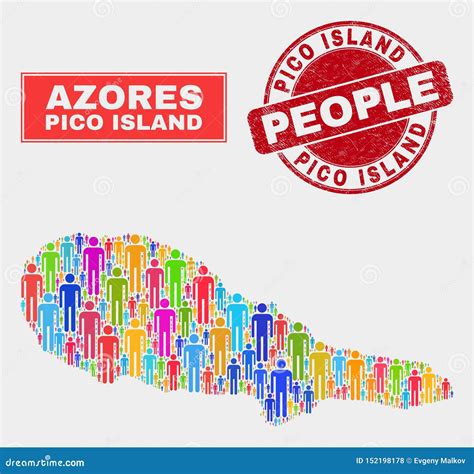 Pico Island Map Population Demographics And Grunge Stamp Stock Vector Illustration Of Flat