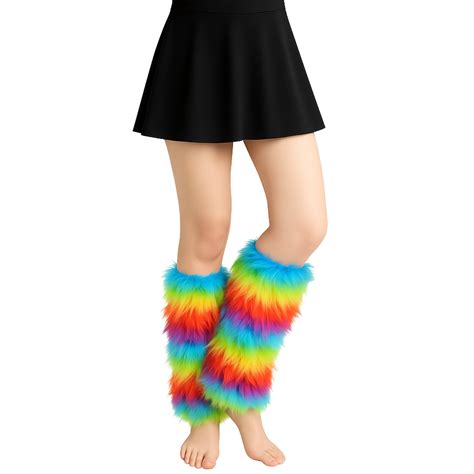 Rainbow Furry Leg Warmers Fashion For Fun