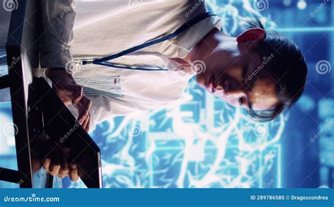 Vertical Video Developer Performs Ai Simulations Stock Footage Video