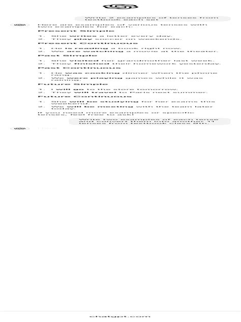 Tense Examples In English Pdf