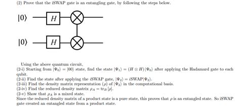 solved 2 prove that the iswap gate is an entangling gate