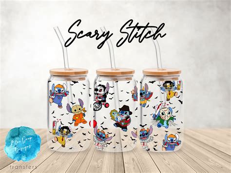 Scary Stitch Uv Dtf Cup Wrap Blue Drop Transfers