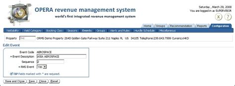 configuration tab events