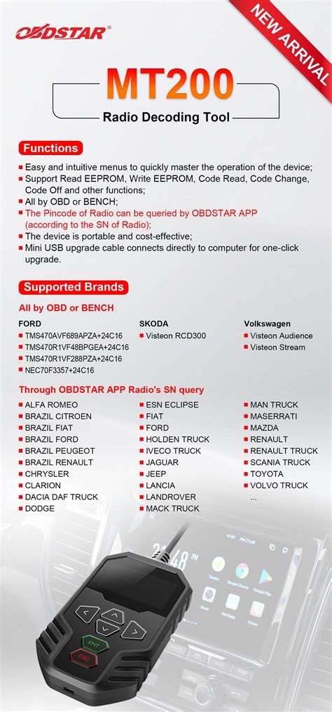 Obdstar Mt200 Handheld Radio Decoding Tool All By Obd Or Bench