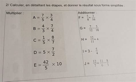 Les Calculer Les Calculer Est écrire Les Etapes