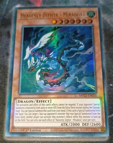 Yu Gi Oh Heavenly Zephyr Miradora Mp22 En016 Ultra Rare Eng Cards