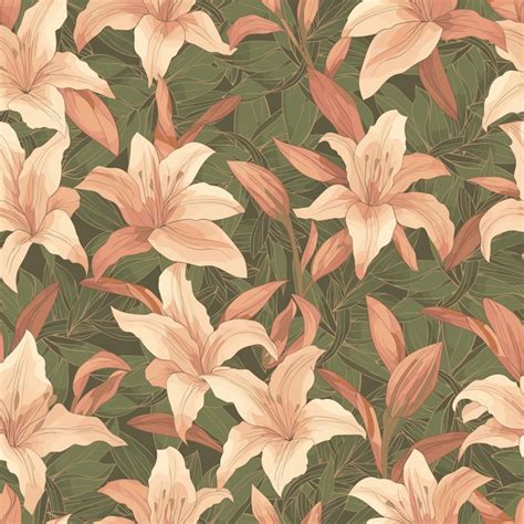 Premium Vector Seamless Repeating Pattern Of Lily