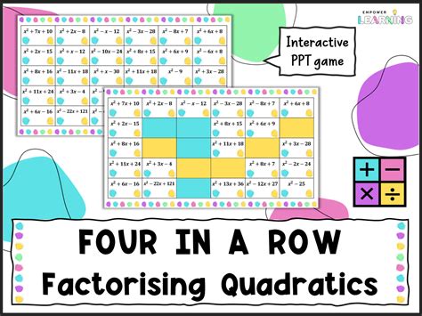 Factorise Quadratics Algebra Four In A Row Game For KS3 And KS4 Teaching Resources