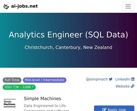 Hiring Analytics Engineer Sql Data In Christchurch Canterbury New Zealand Raimljobs