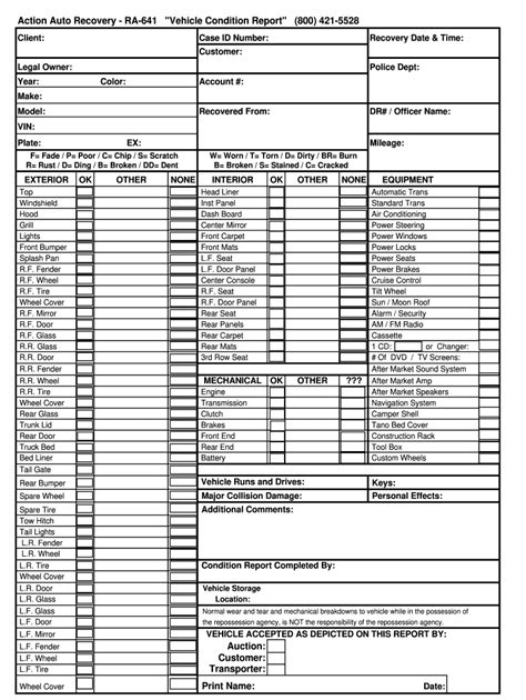 Truck Condition Report Template