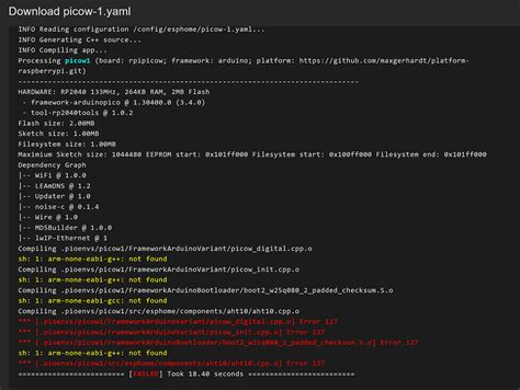 Raspberry Pi Pico W Not Compiling Since 120 Update Esphome Home Assistant Community