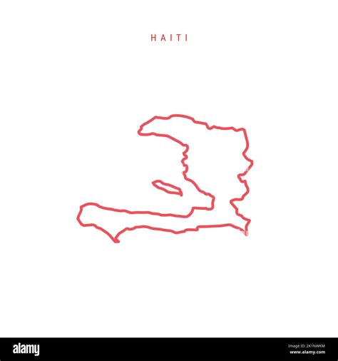 Haiti Editable Outline Map Haitian Red Border Country Name Adjust