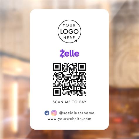 Zelle Qr Code Payment Scan To Pay Business Logo Window Cling Zazzle