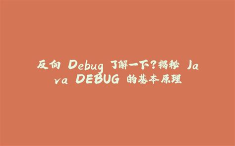 反向 Debug 了解一下?揭秘 Java Debug 的基本原理 拾光赋 反向 Debug 了解一下?揭秘 Java Debug 的基本原理 拾光赋