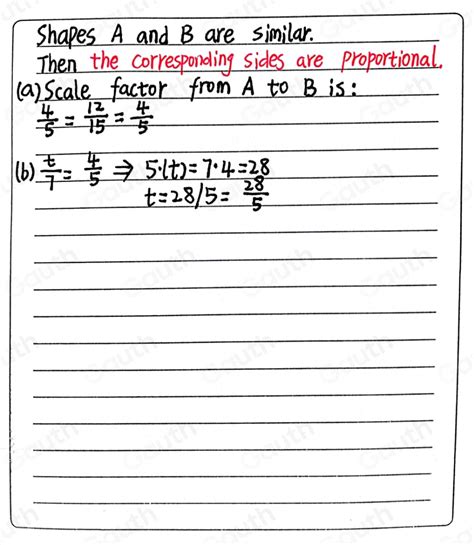 solved shapes a and b are similar a calculate the scale factor from