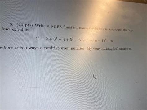 Solved 5 20 Pts Write A Mips Function Named Svimf To