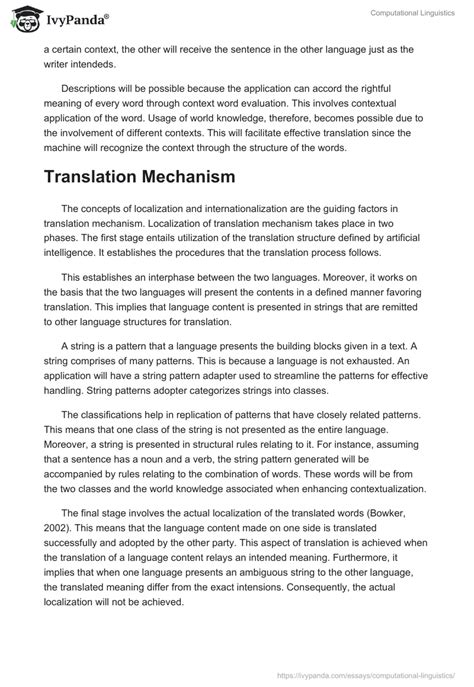 Computational Linguistics 2452 Words Research Paper Example