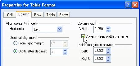 KB Corel How To Change The Widths Of Table Columns