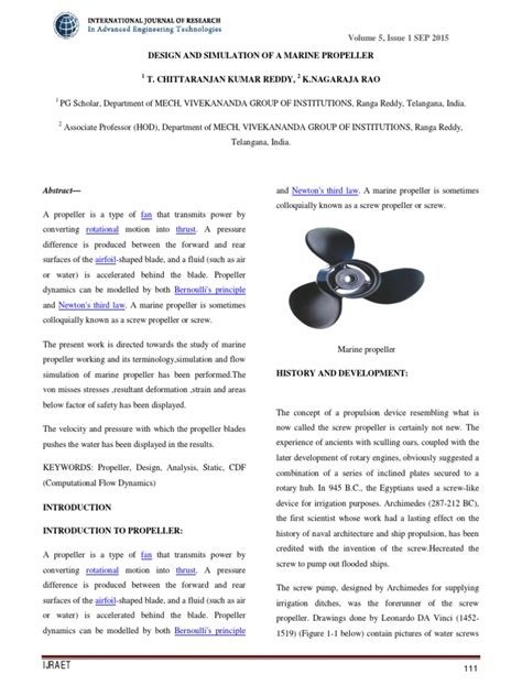 Design And Simulation Of A Marine Propeller Pdf Propeller Fluid Dynamics