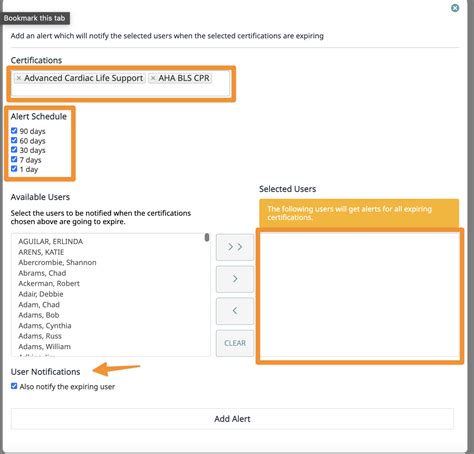 certification alerting docs