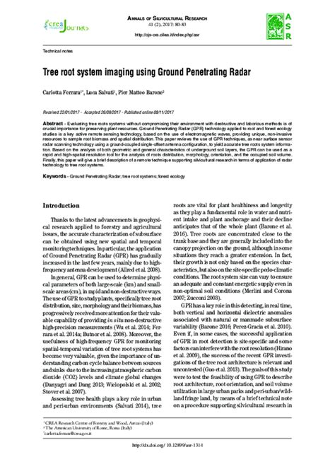 Pdf Tree Root System Imaging Using Ground Penetrating Radar